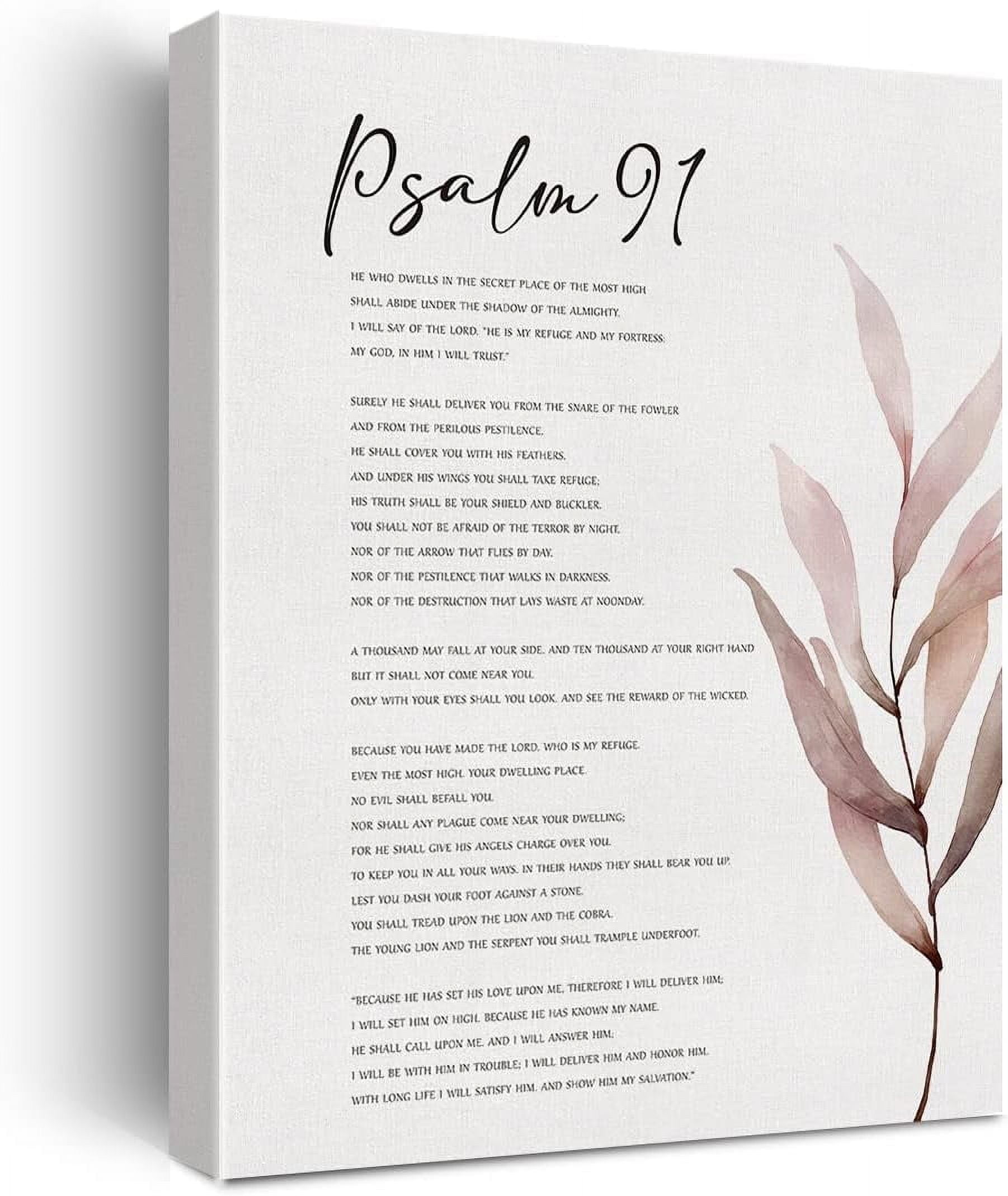 AABERIC Inspirational Bible Verse Psalm 91 Wall Art Decor Religious ...