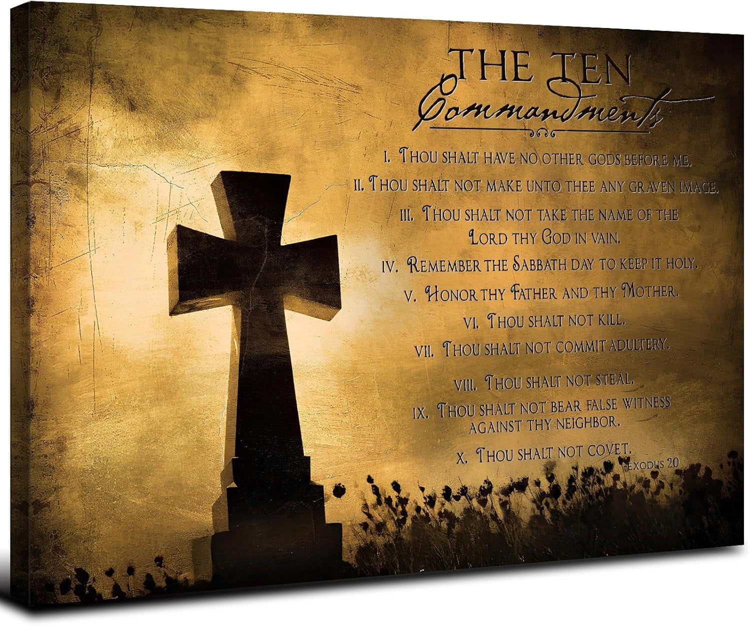 AABERIC Inspirational Ten Commandments Wall Decor Poster Brown ...