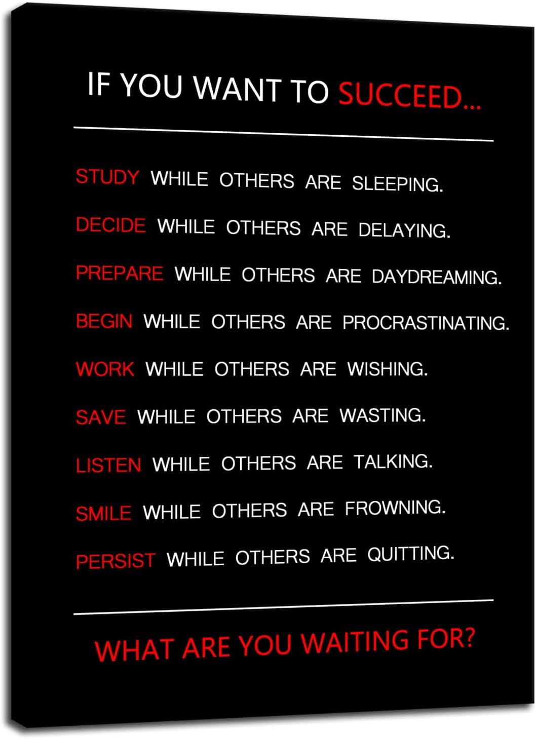 AABERIC Inspirational Wall Art Discipline Consistency Noun Motivational ...