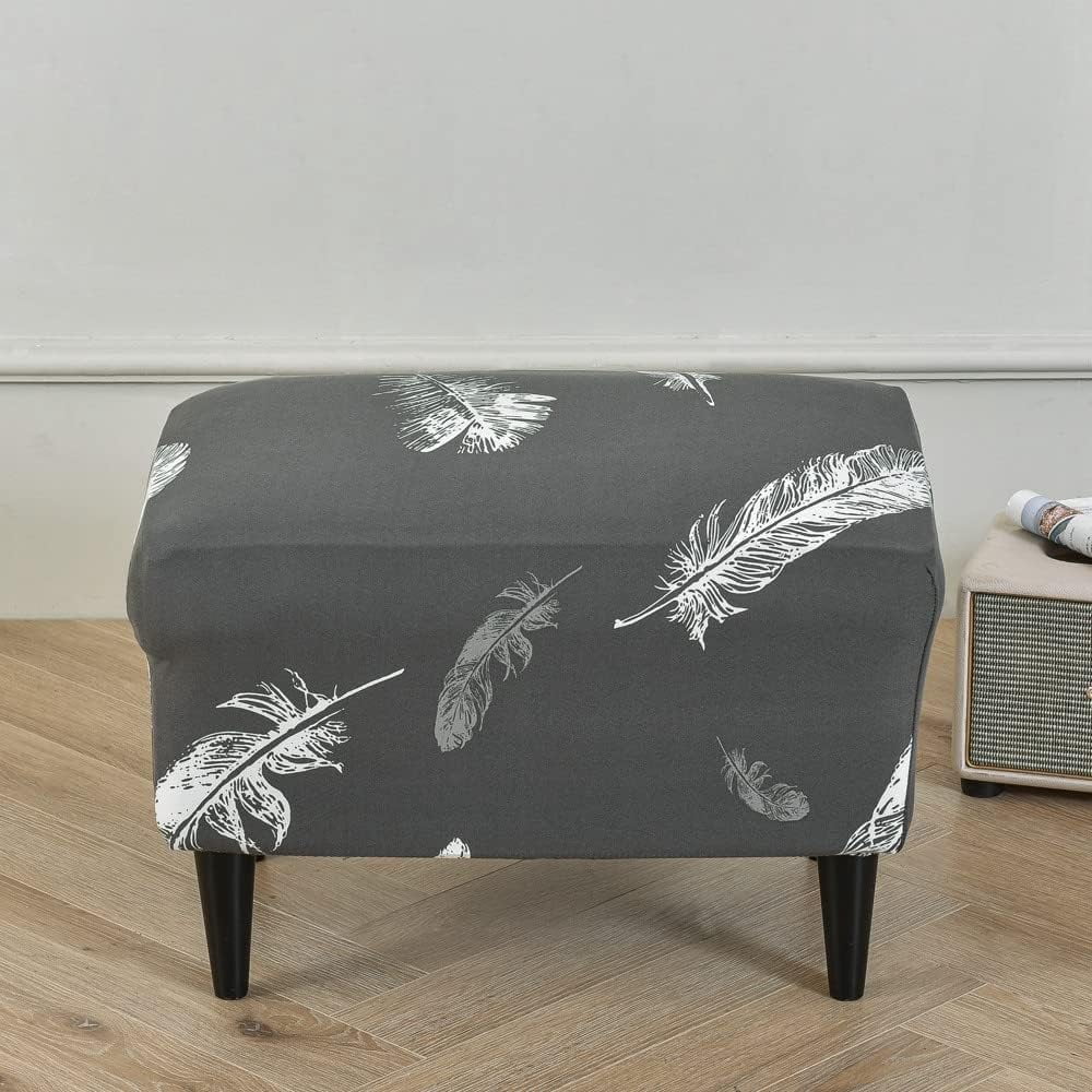Stretch Ottoman Slipcover for Rectangle Footstool - Spandex Printed ...