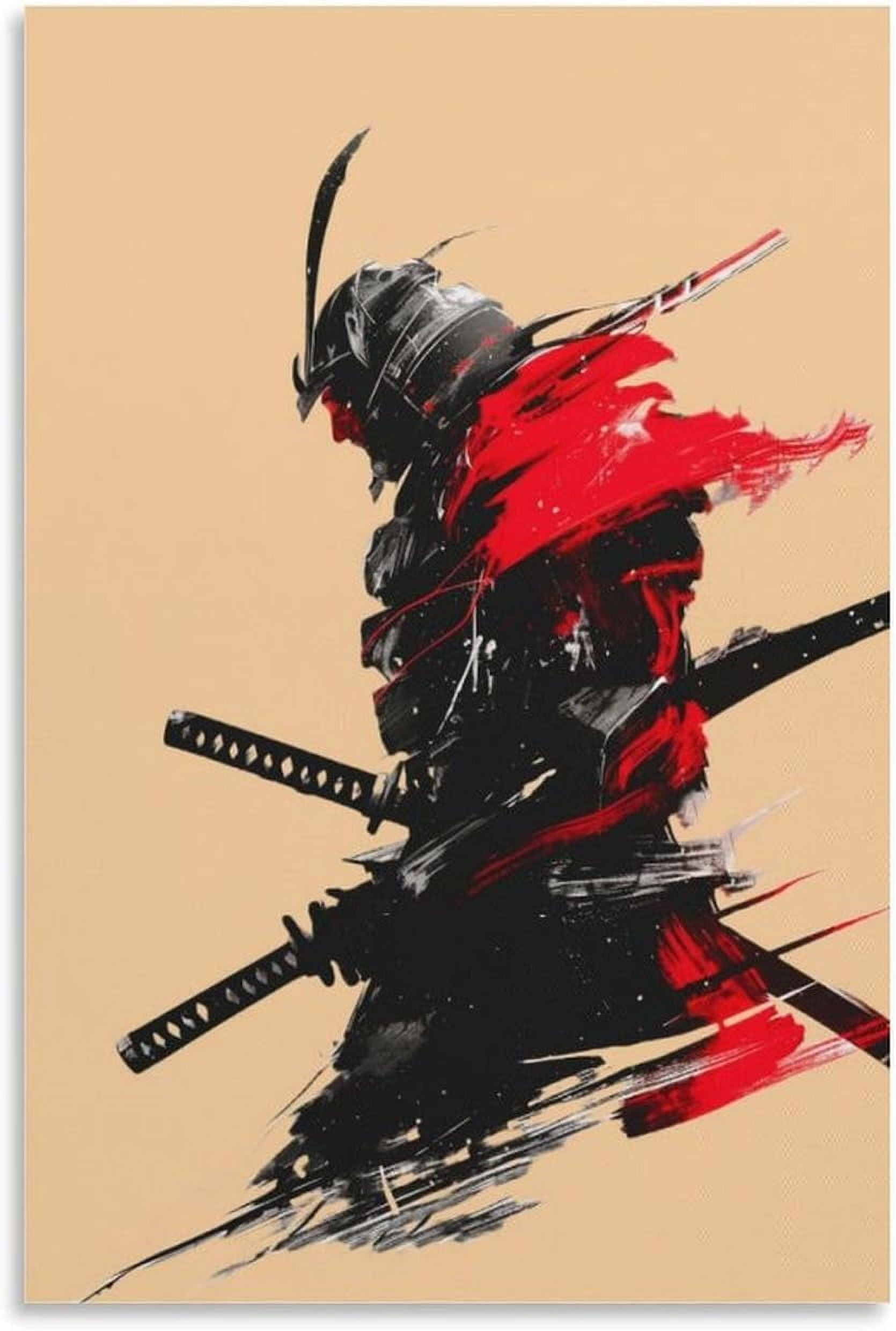 AABERIC Japanese Samurai Armor Minimalist Poster Canvas Wall Art Prints Posters for Room ...