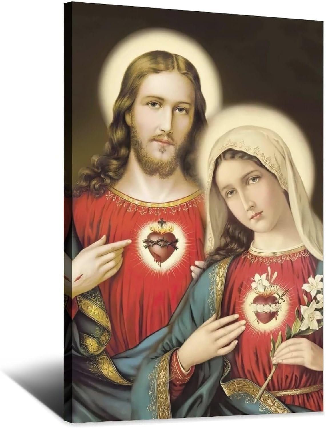 AABERIC Jesus Art Sacred Heart of Jesus Christ And Immaculate ...