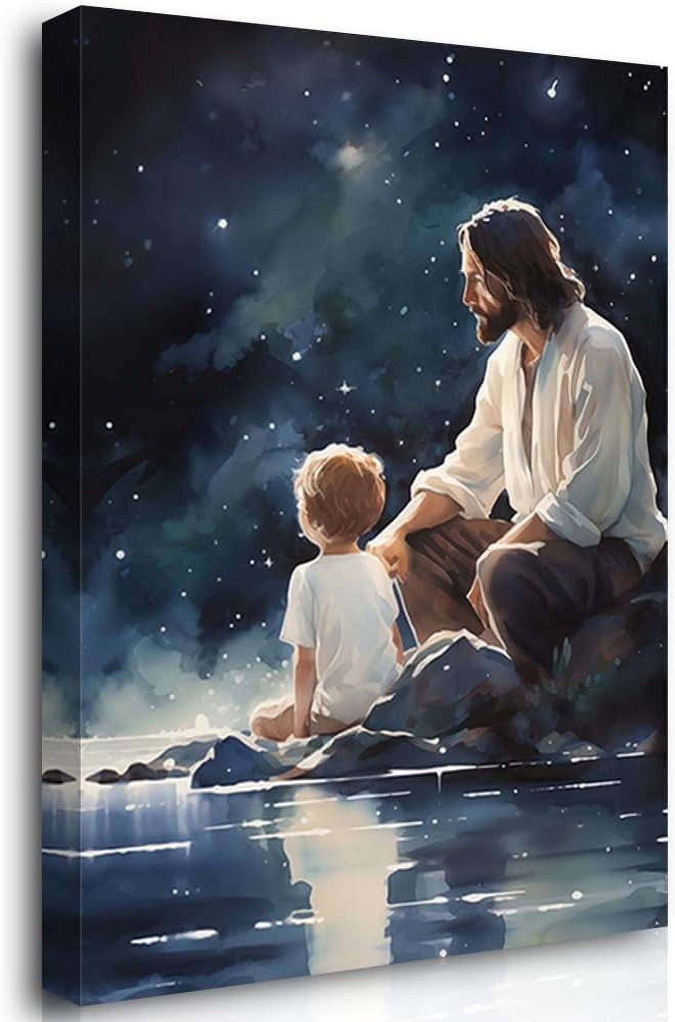 AABERIC Jesus and Boys Wall Art Posters Canvas Stargazing with Jesus ...