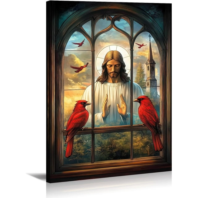 AABERIC Jesus Canvas Art Christian Wall Decor Posters Jesus with Red ...
