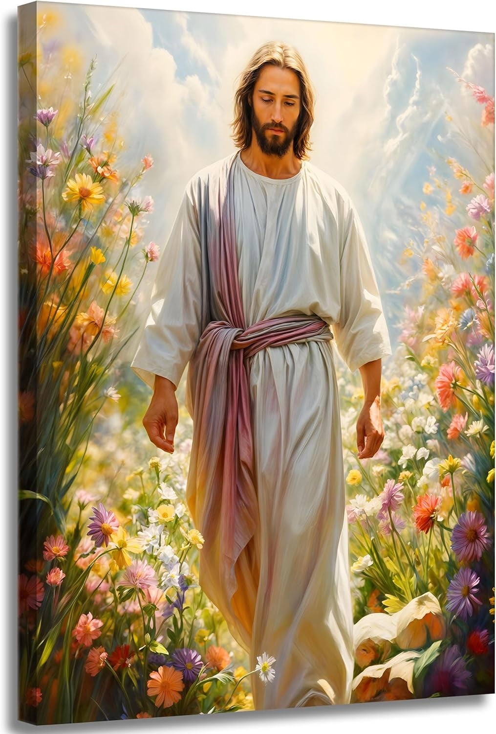 AABERIC Jesus Canvas Wall Art Christian Picture Jesus Walking Among ...