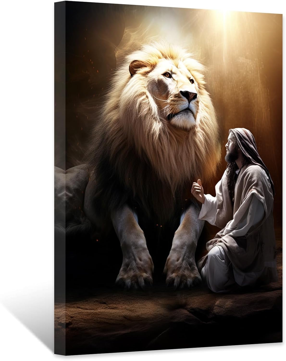 AABERIC Jesus Canvas Wall Art Deer and God Pictures Prints Christian ...