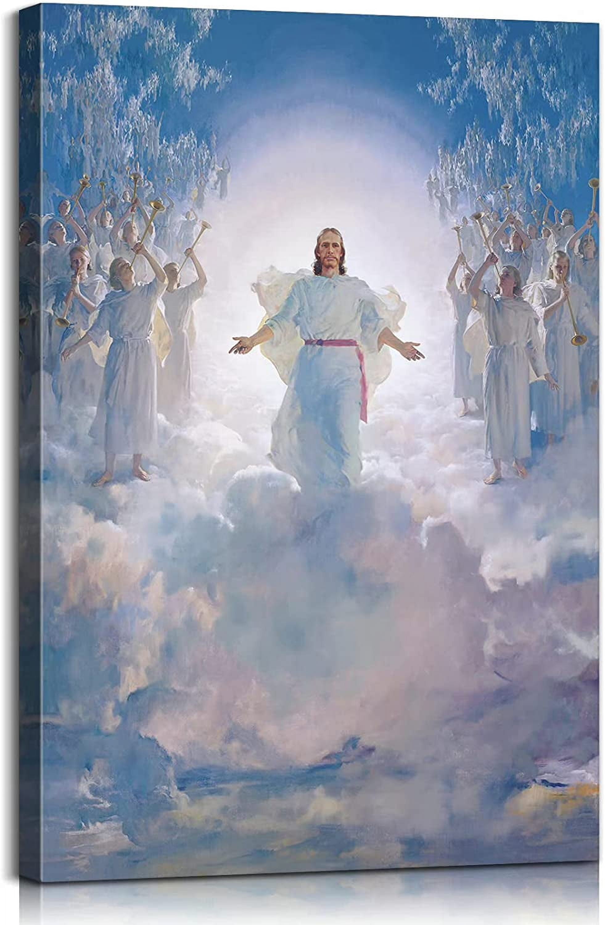 AABERIC Jesus Canvas Wall Art Jesus on the Cloud Like an Angel Painting ...