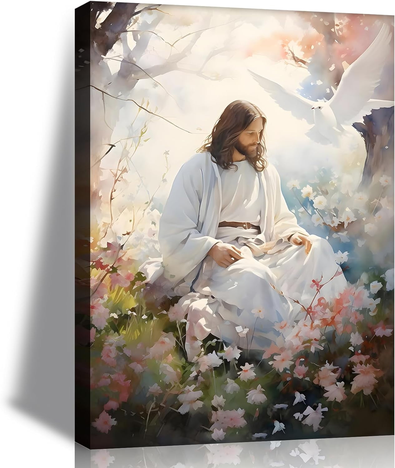 AABERIC Jesus Canvas Wall Art Jesus the Garden Poster Christian ...