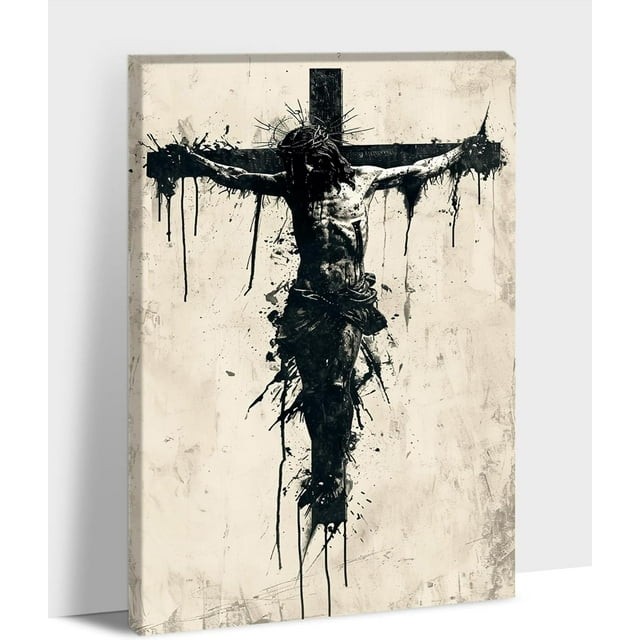AABERIC Jesus Christ Cross Canvas Wall Art, Religious Christian Canvas Prints, God Jesus Easter ...