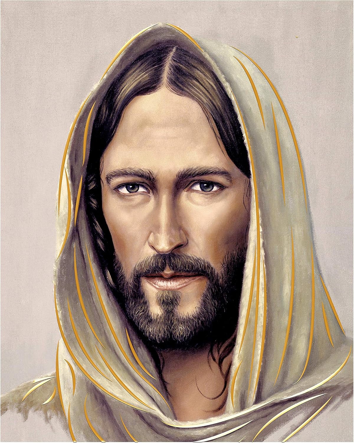 AABERIC Jesus Christ Face (8"x10") Gold Foil Religious Wall Art ...