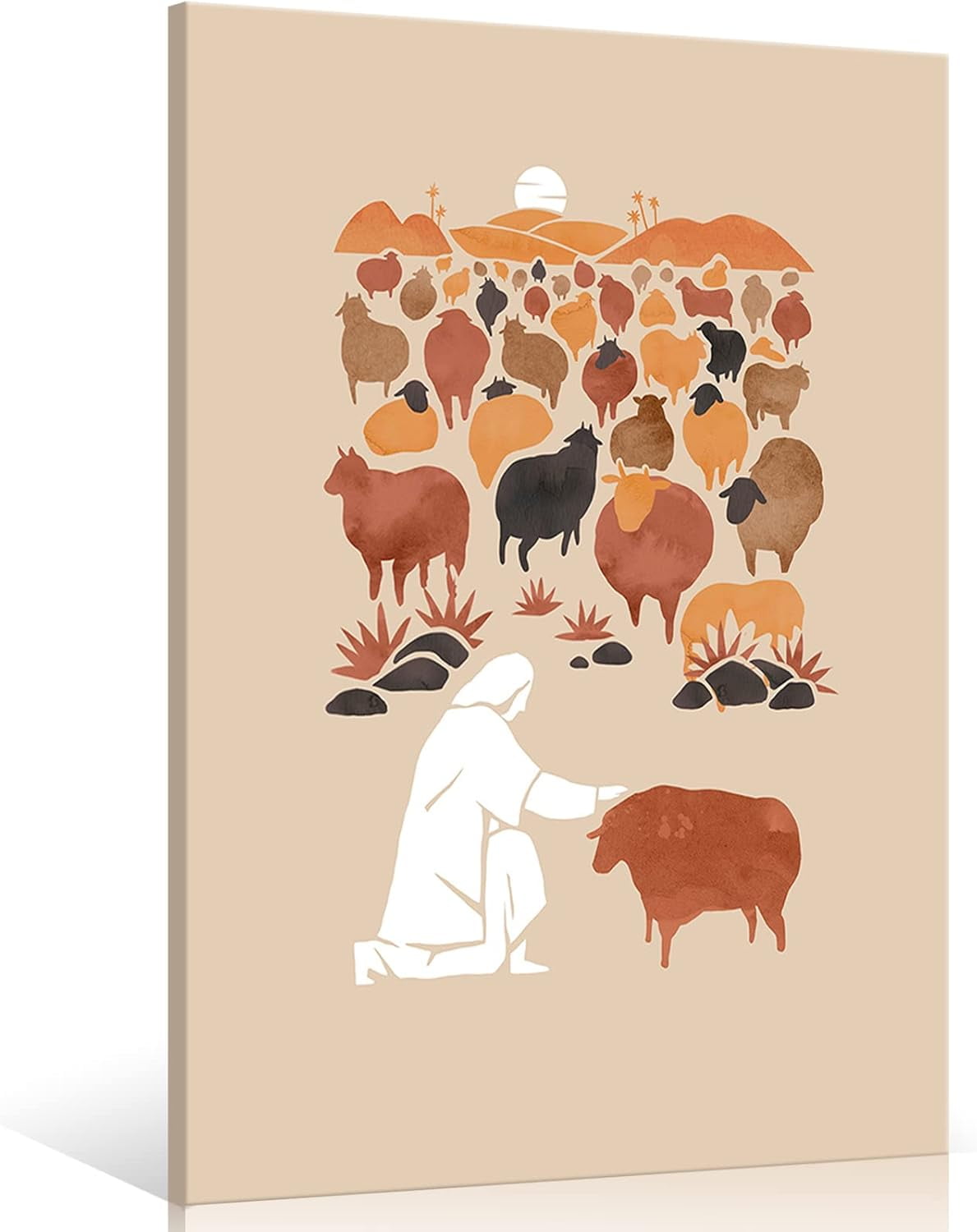 AABERIC Jesus Christ the Good Shepherd Canvas Wall Art Colorful The ...