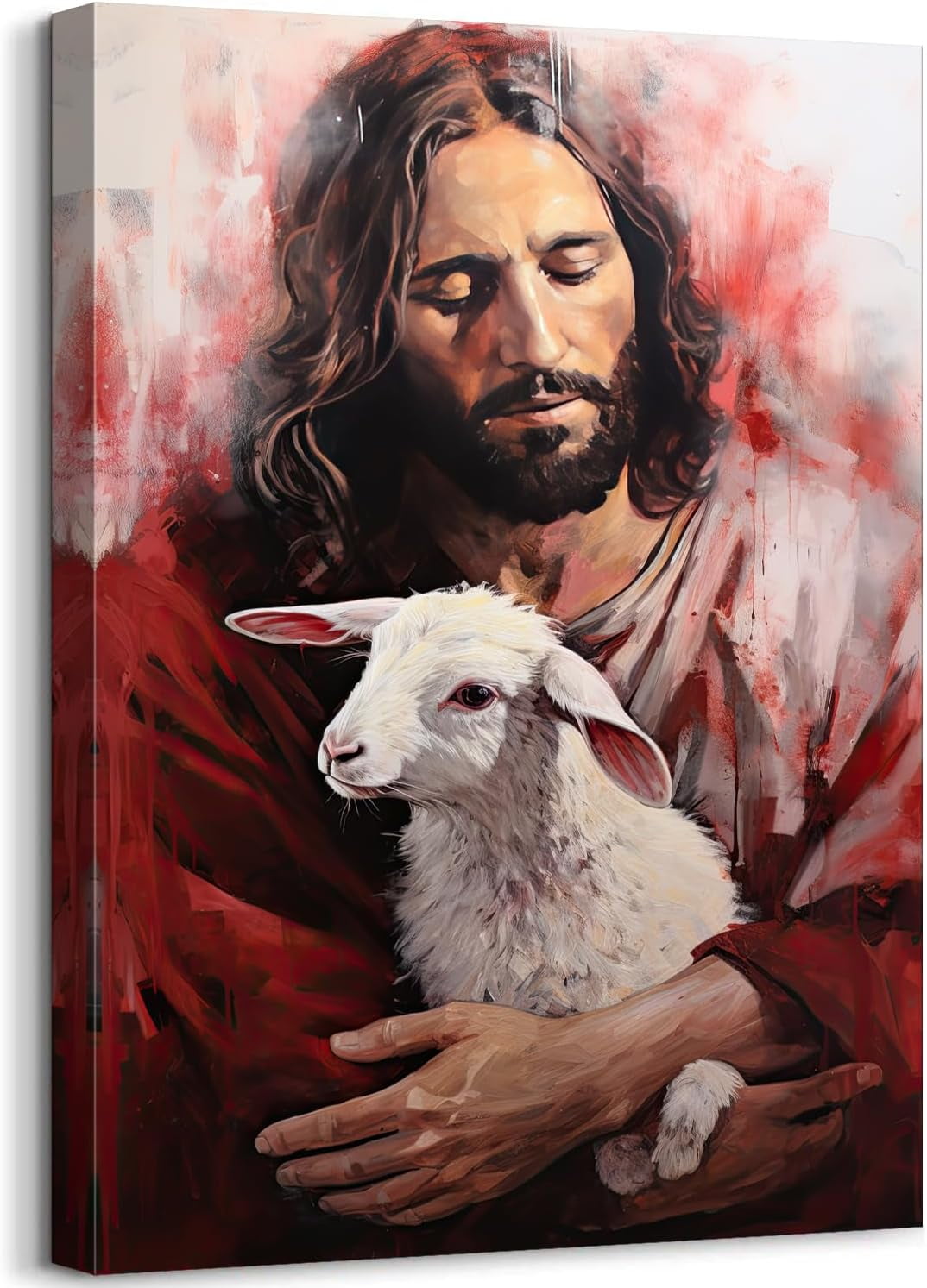 AABERIC Jesus Christ The Good Shepherd Canvas Wall Art The Lost Lamb ...