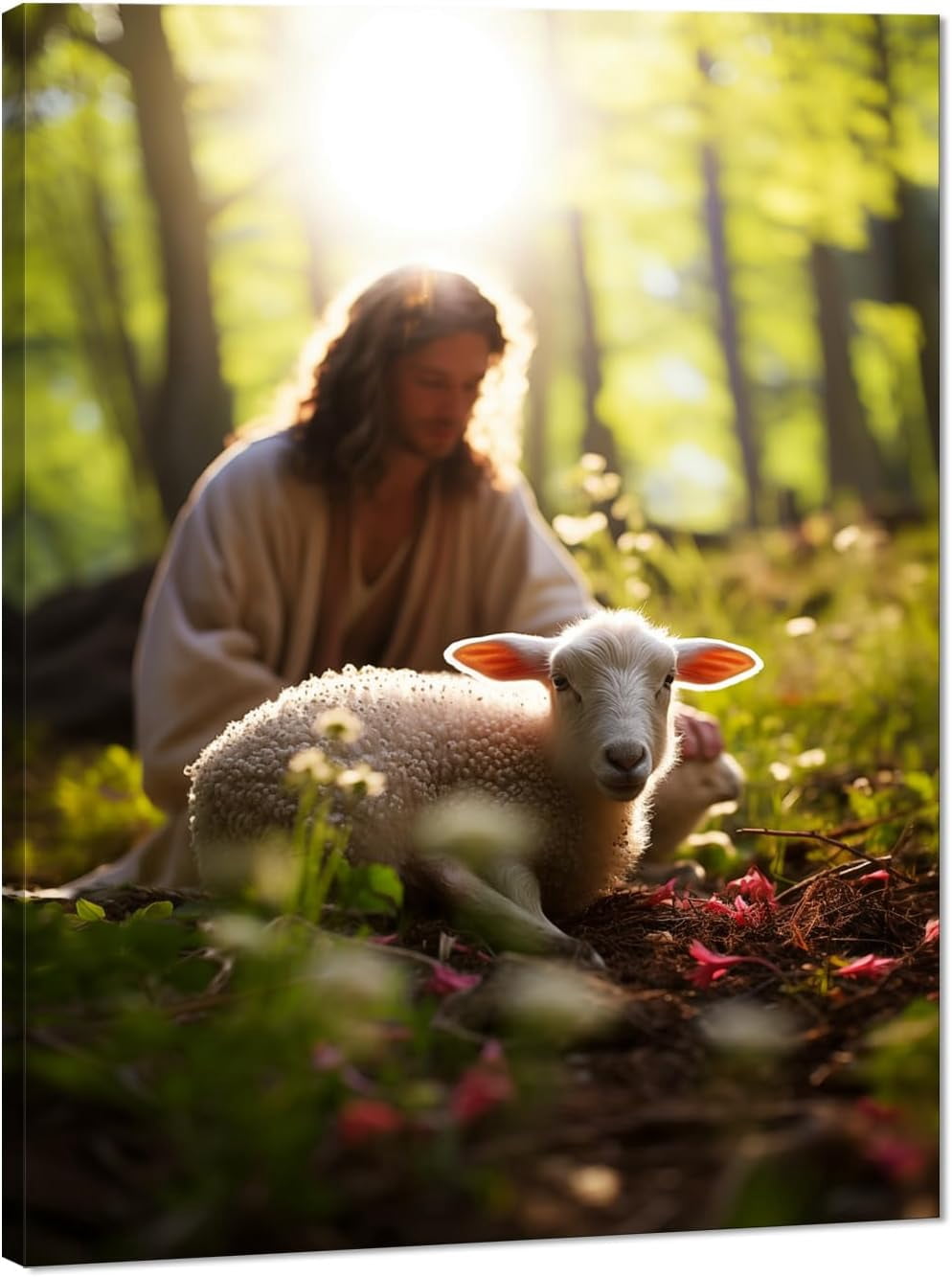 AABERIC Jesus Fans Gift Christ Family Home Wall Art Jesus and Lamb the ...