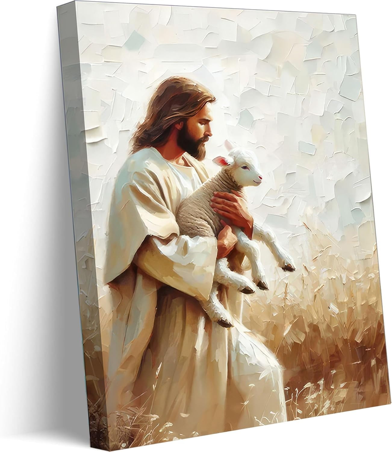 AABERIC Jesus And Lamb Canvas Wall Art Christian Bible Story Jesus ...