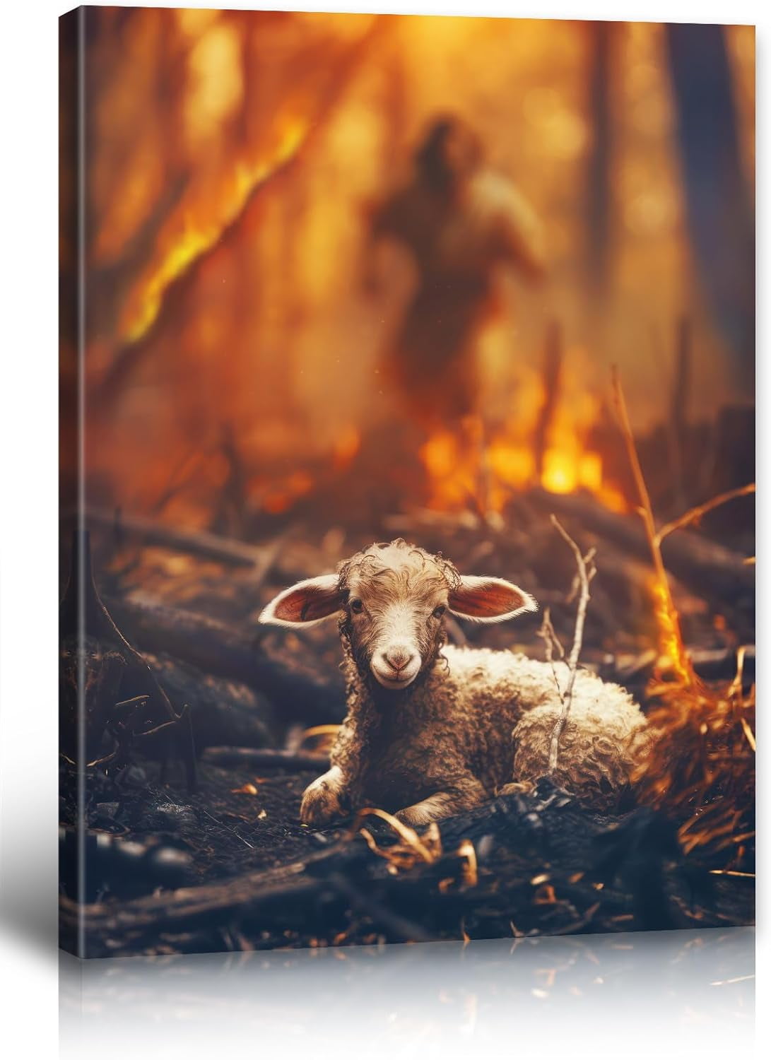 AABERIC Jesus and Lamb Canvas Wall Art Jesus Chasing After Lamb Picture ...