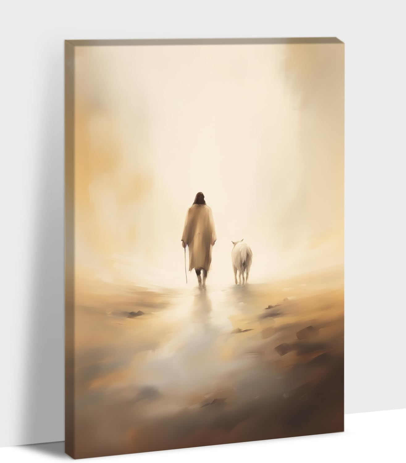 AABERIC Jesus and Lamb Canvas Wall Art, Jesus Running After Lost Lamb ...