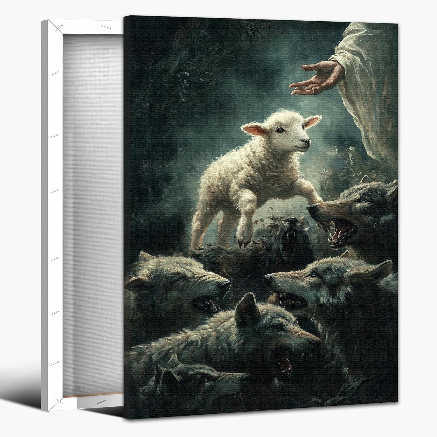 AABERIC Jesus and Lamb Christian Wall Art, Jesus Saves the Lost Lamb ...