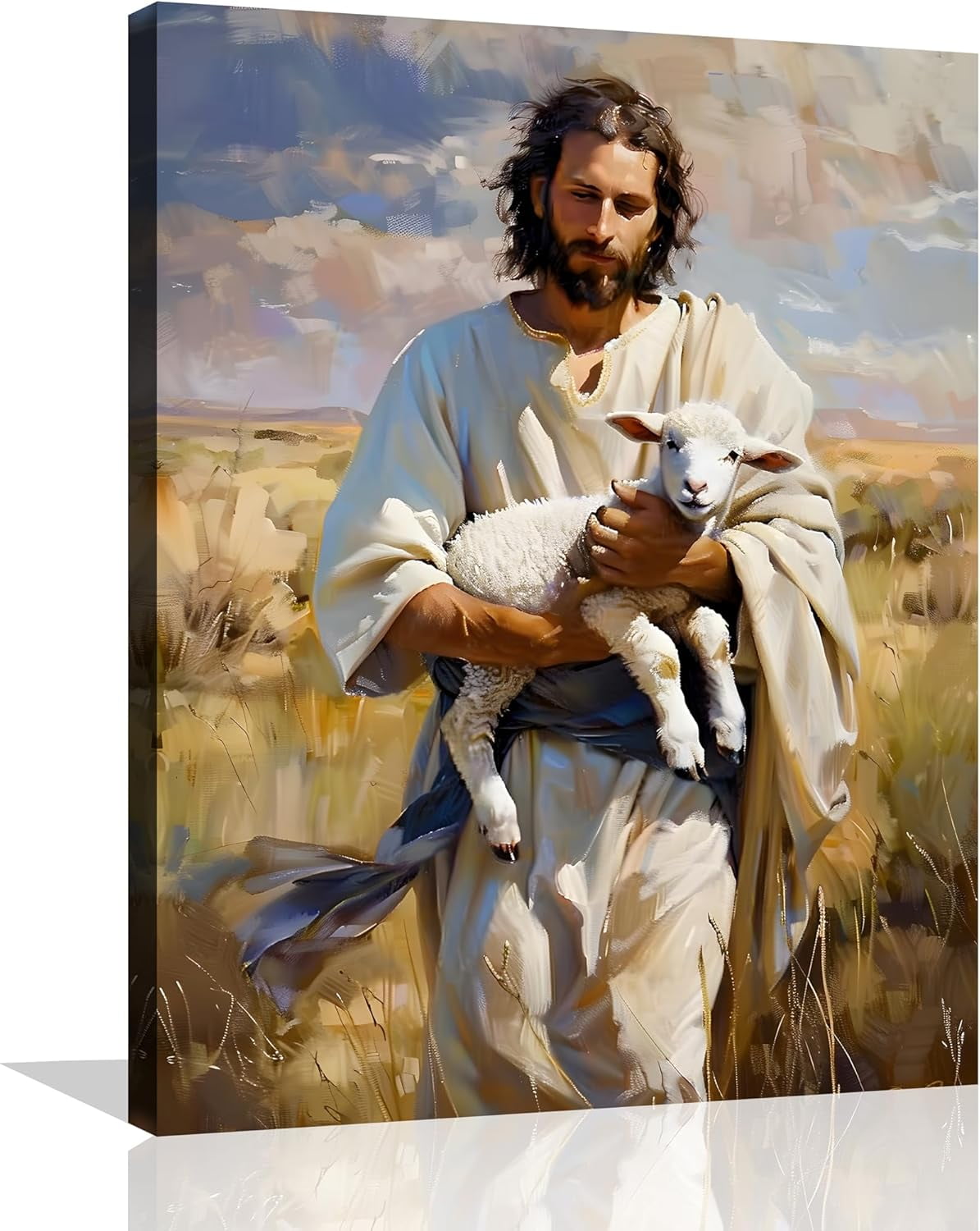 AABERIC Jesus and Lamb Picture Jesus Canvas Wall Art Jesus Rescues the ...
