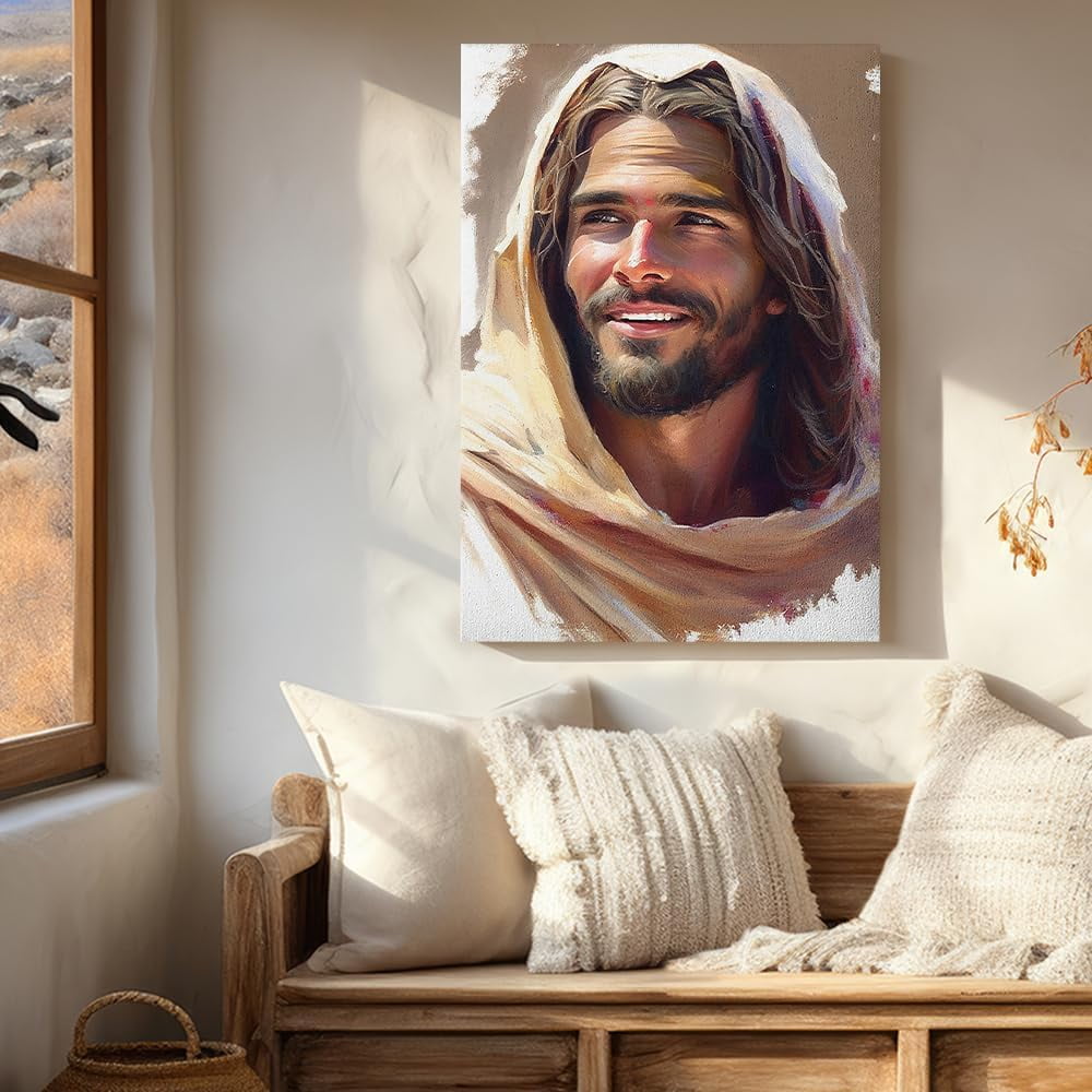 AABERIC Jesus Laughing Print Painting Christ Art Of Jesus Smiling ...