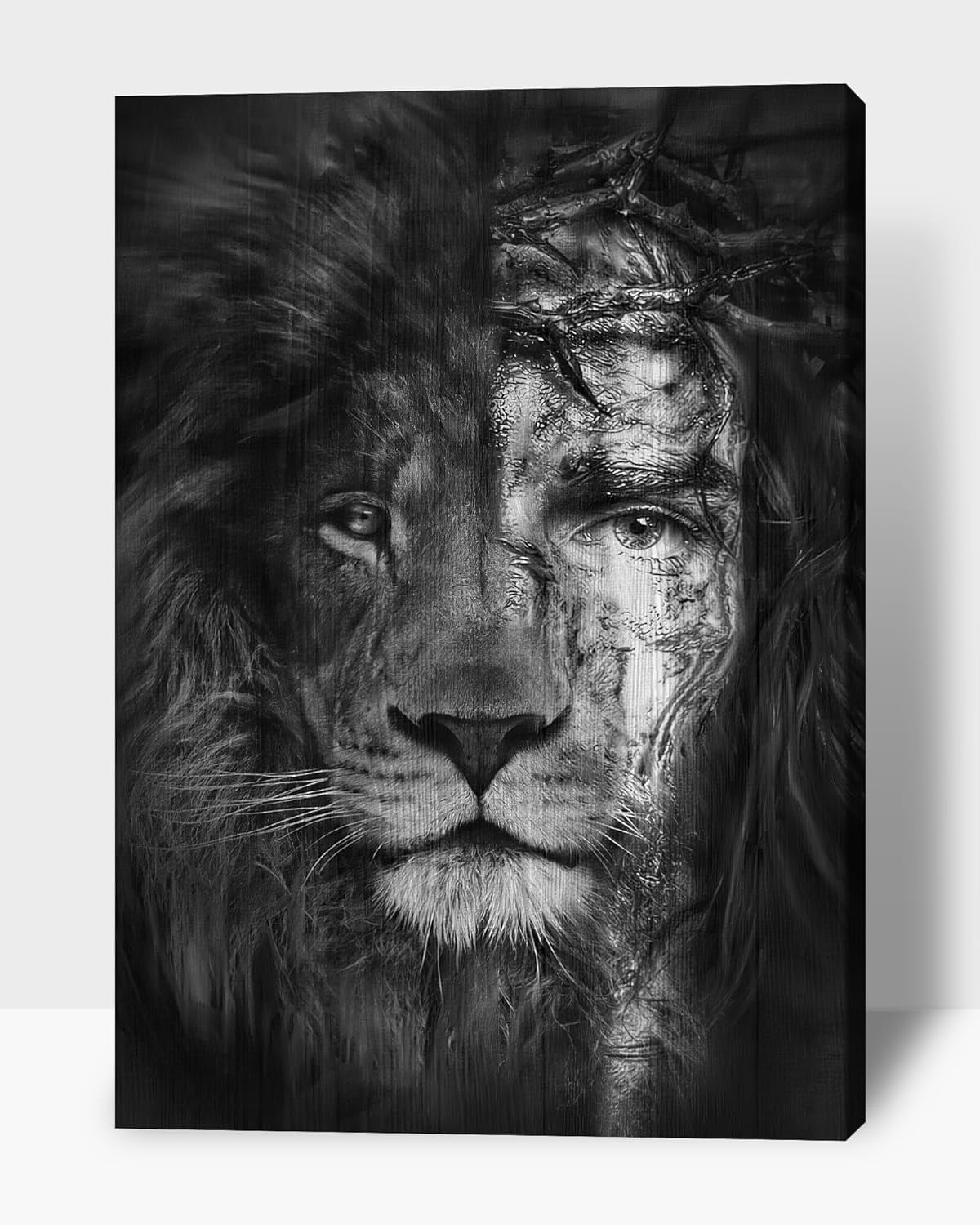 AABERIC Jesus And Lion Canvas Wall Art Christian Wall Art, Lion Of ...