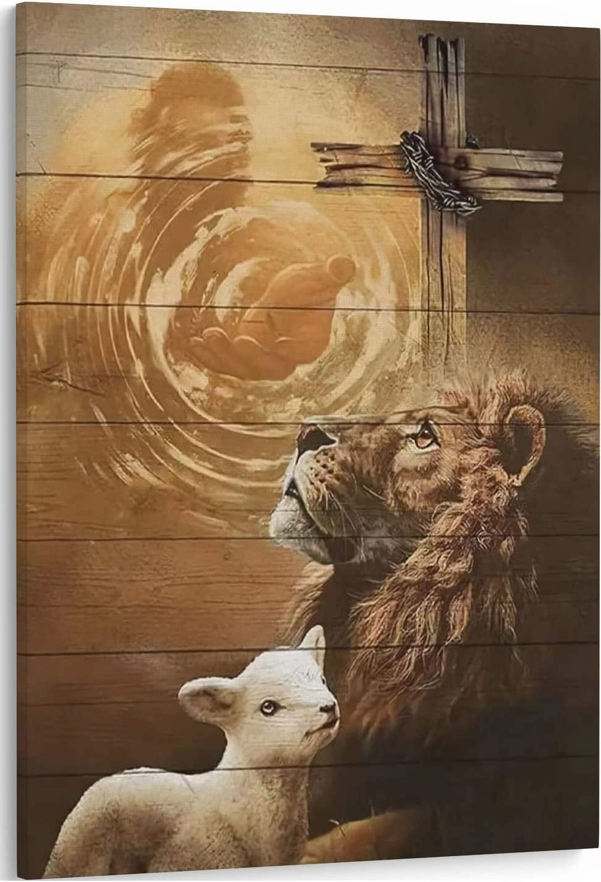 AABERIC Jesus Lion Canvas Wall Art Poster Prints Christian Wall Decor ...
