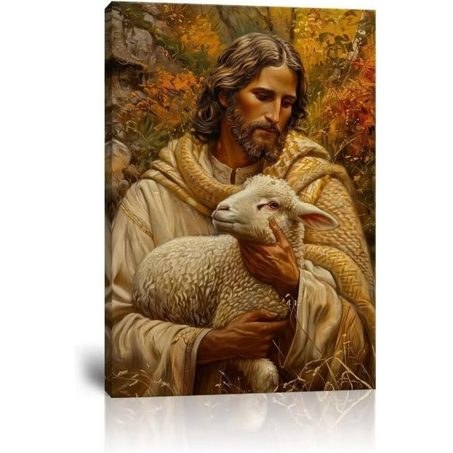 AABERIC Jesus Painting Wall Art Christian Wall Decor,Jesus and Lamb ...