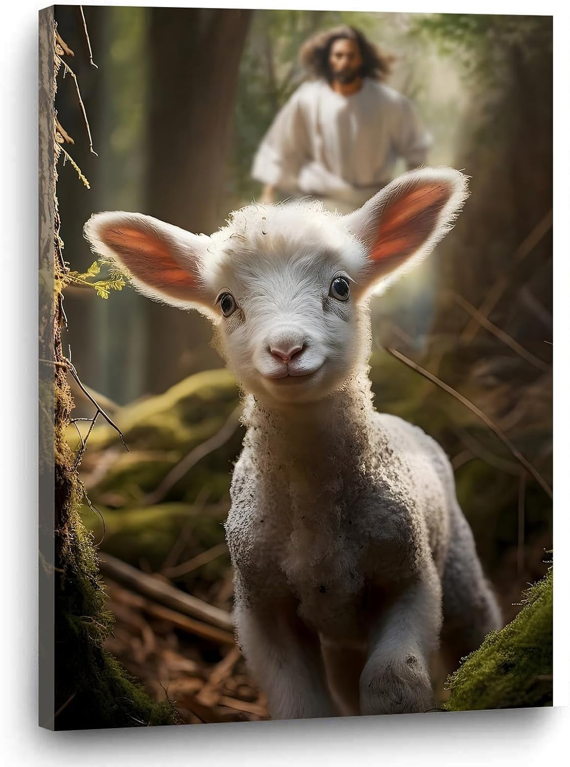 AABERIC Jesus Paintings Canvas Wall Art Jesus Saving the Lost Lamb ...