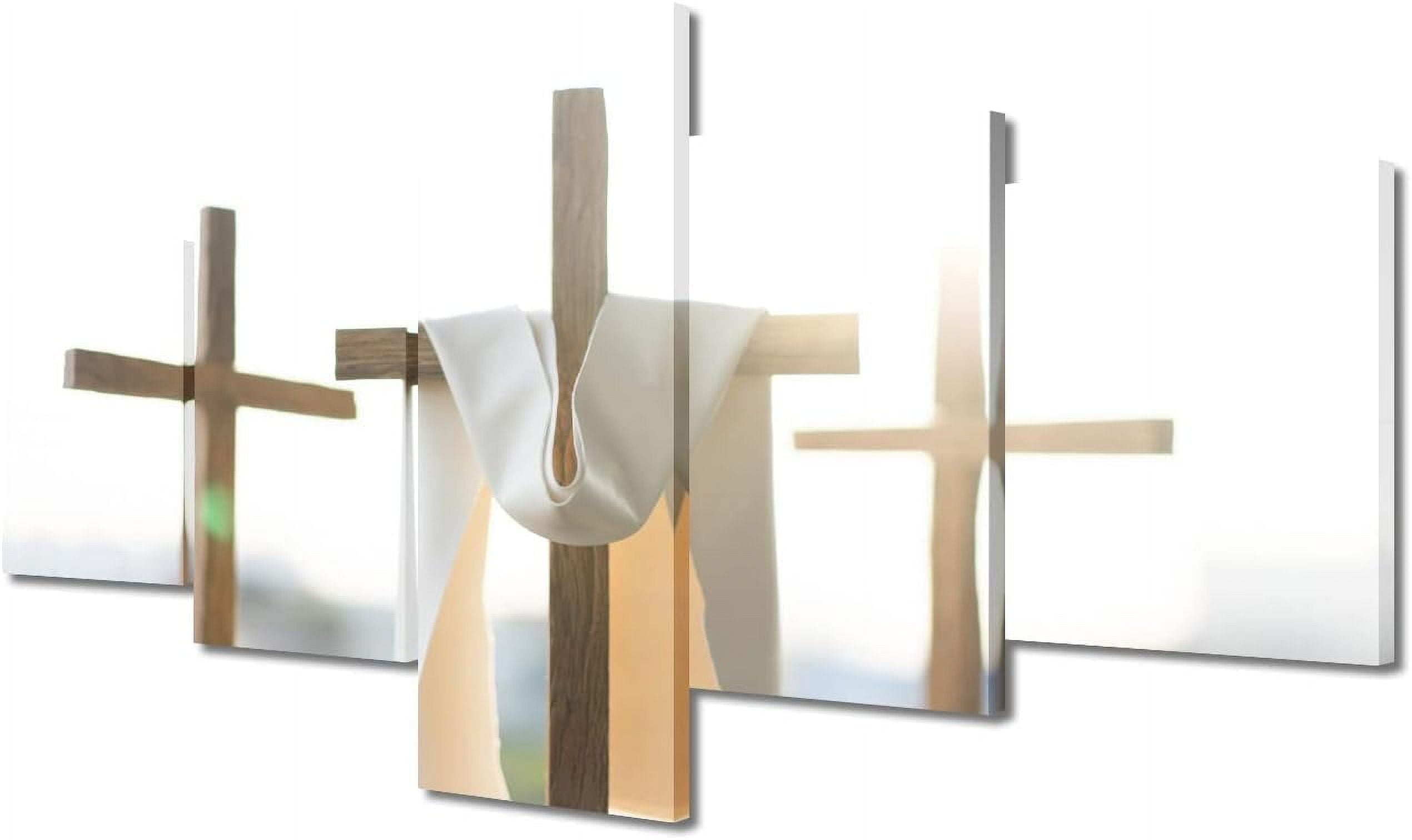 AABERIC Jesus Resurrection Wall Art 5 Panel Jesus Cross Wall Decor for ...