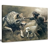 AABERIC Jesus Saves the Lost Lamb Canvas Wall Art Jesus Lamb Wolf ...