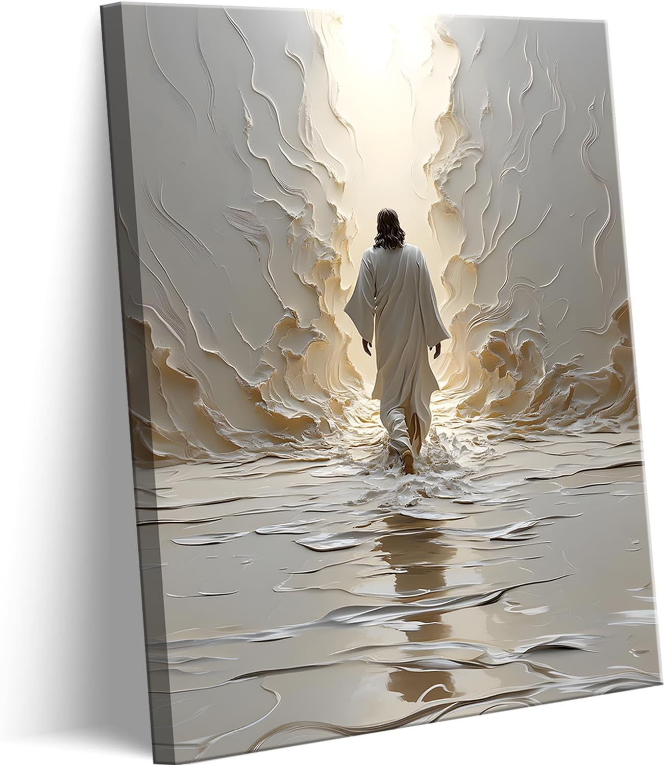 AABERIC Jesus Walking on Water Canvas Wall Art Christian Footprints ...