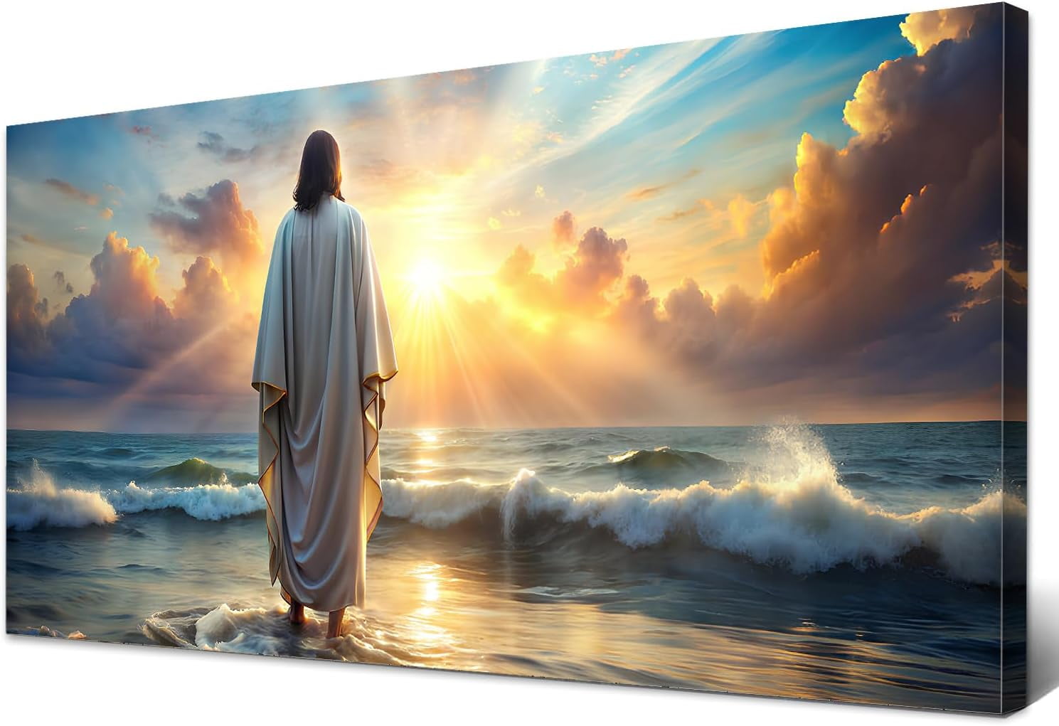 AABERIC Jesus Walking on Water Wall Art spirational Biblical Wall Decor ...