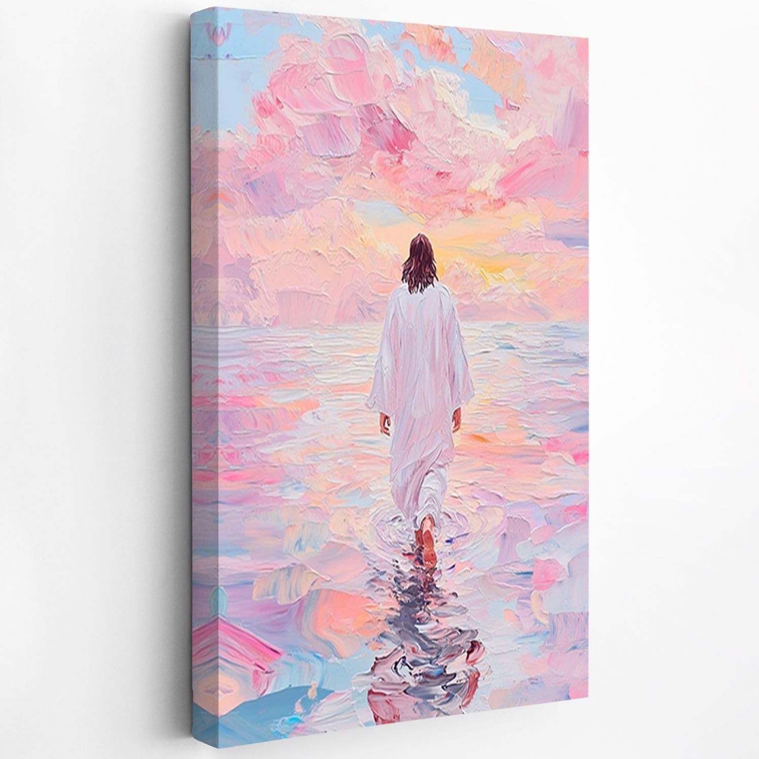 AABERIC Jesus Walks on Water Under Pastel Pink Sky Easter Resurrection ...