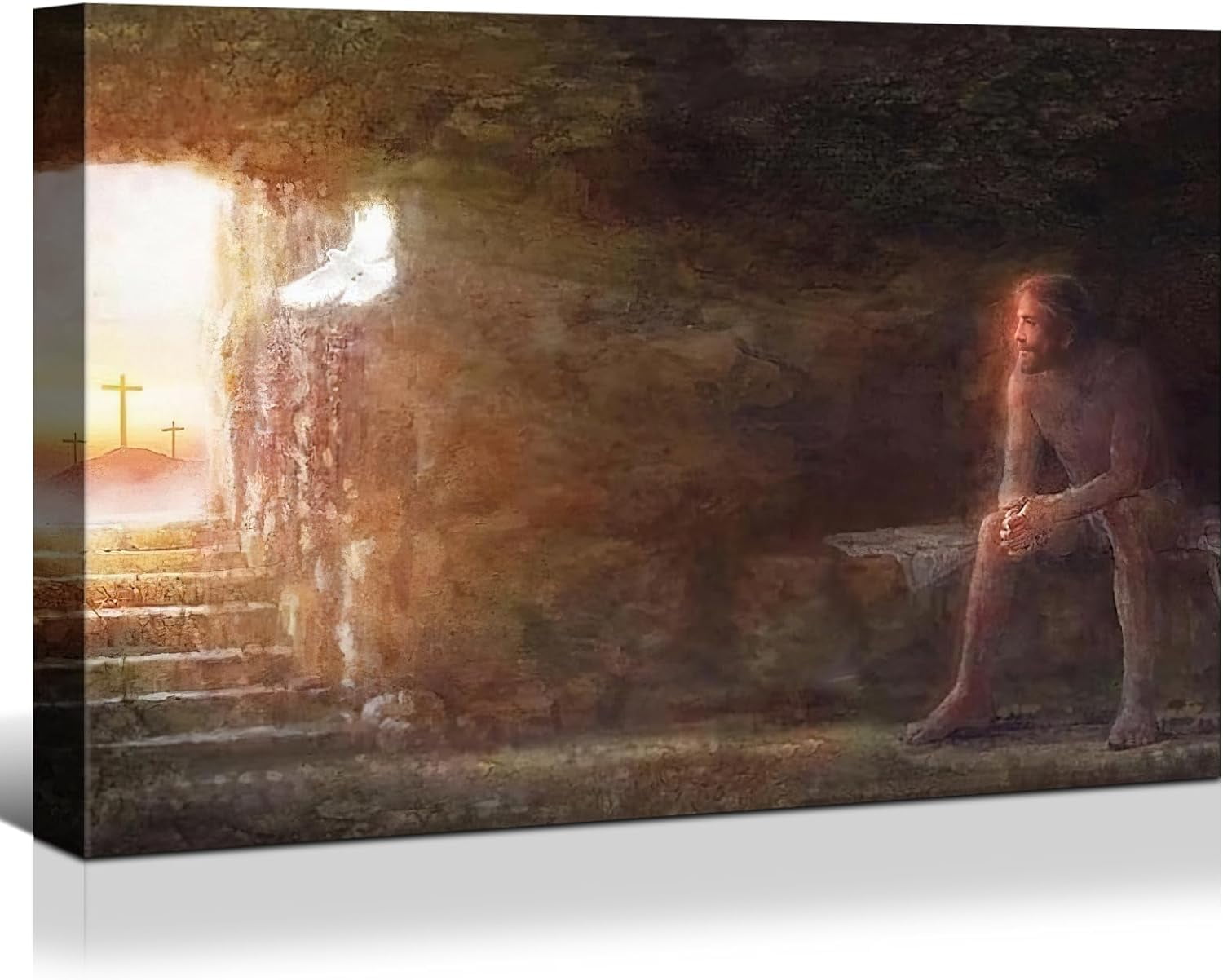AABERIC Jesus Wall Art Canvas Christian Picture Jesus The Cave ...