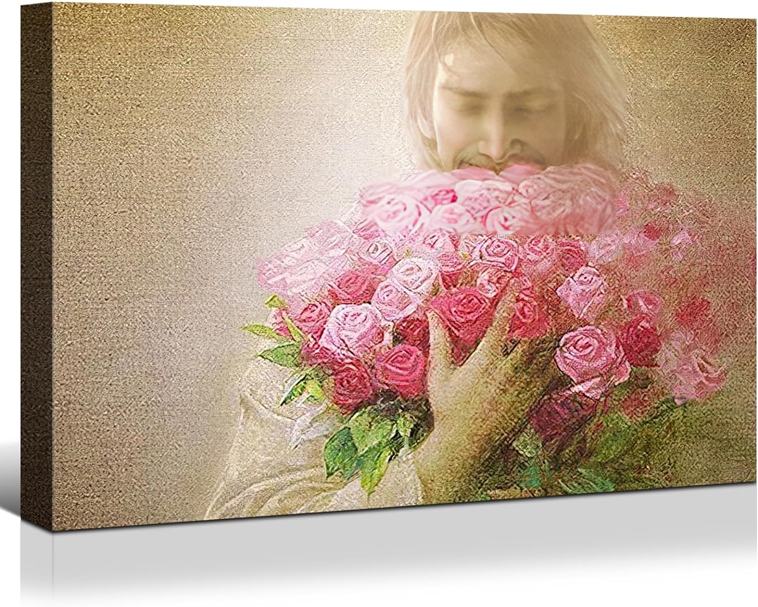 AABERIC Jesus Wall Art Canvas Christian Picture Jesus and Rose ...
