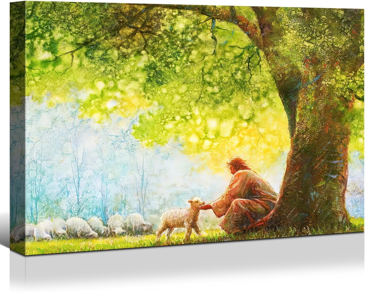 AABERIC Jesus Wall Art Canvas Christian Picture Large Green Tree ...