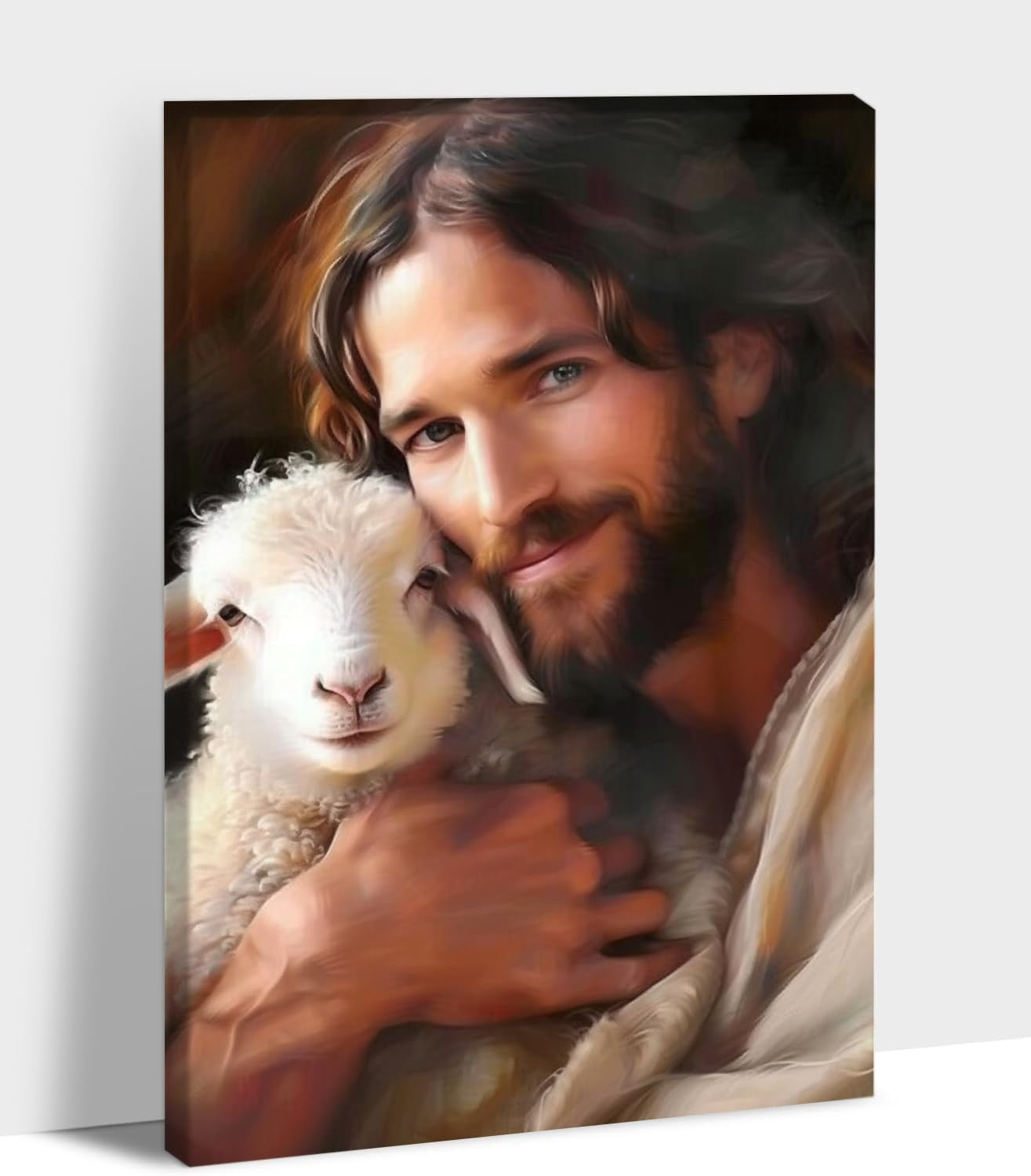 AABERIC Jesus Wall Art, Christian Art Jesus Soothe Wounded Lamb ...