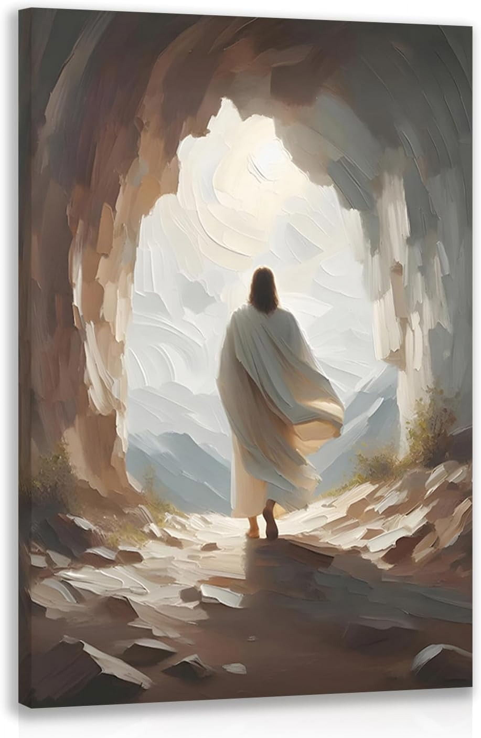 AABERIC Jesus Wall Art, Jesus Resurrection Leaves the Tomb Canvas ...
