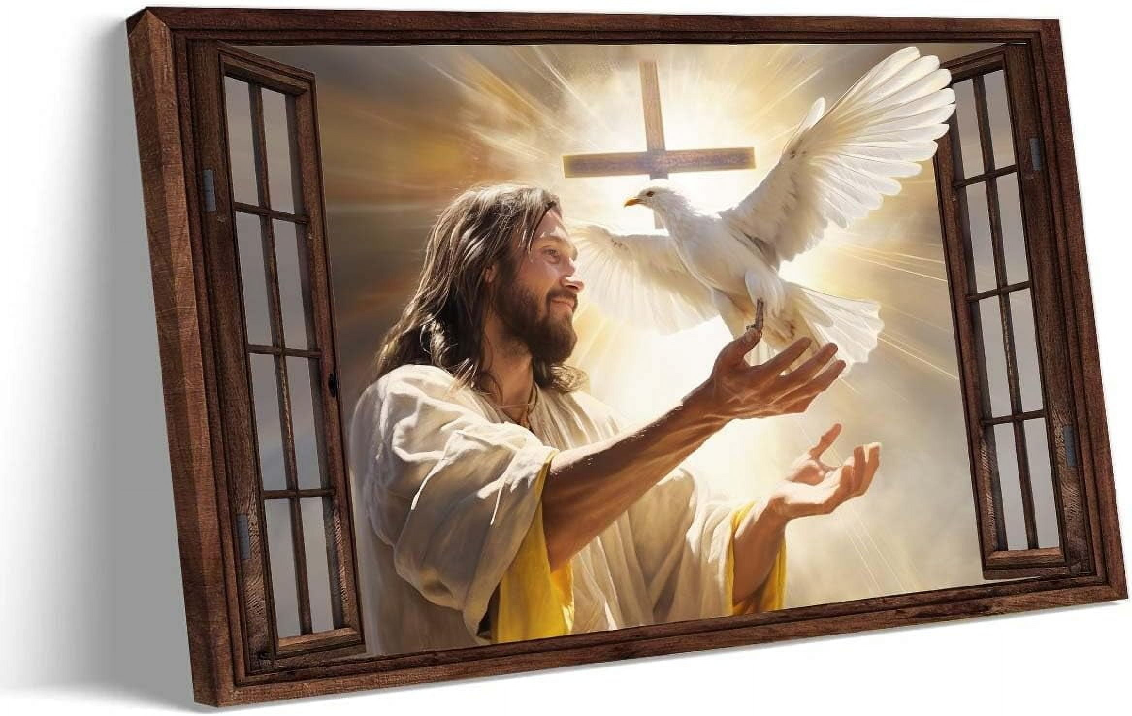 AABERIC Jesus Wall Art Posters White Dove Poster Christian Wall Art God ...