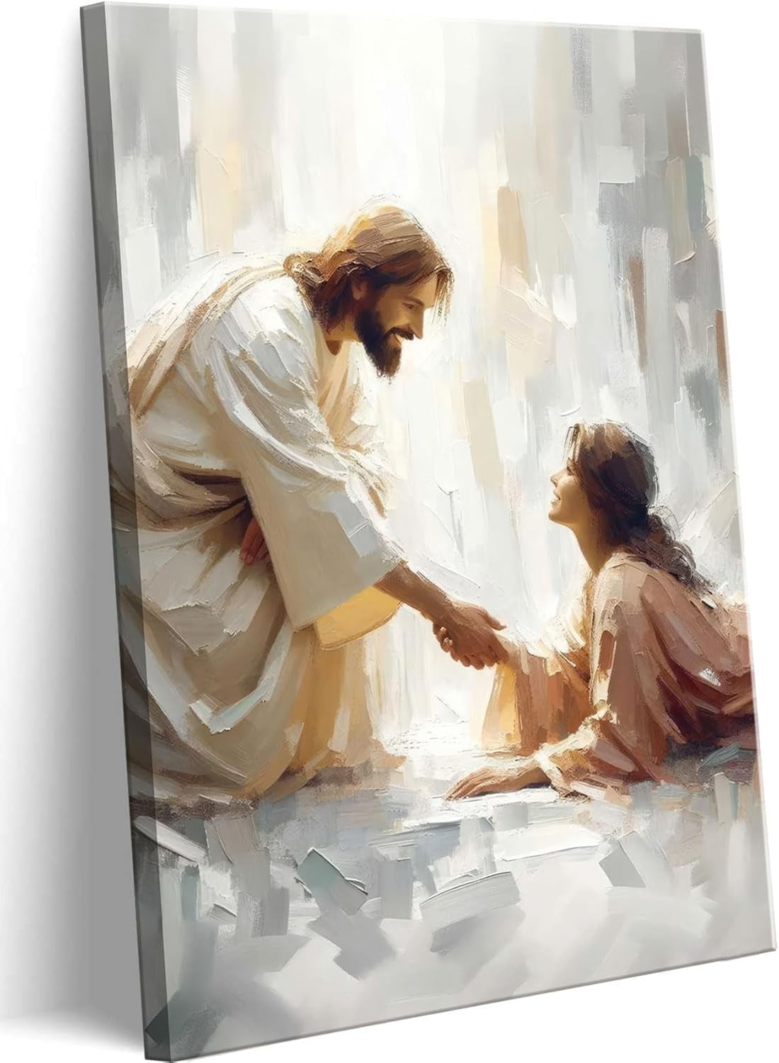 AABERIC Jesus and Woman Canvas Wall Art Christian Jesus Heals the Women ...
