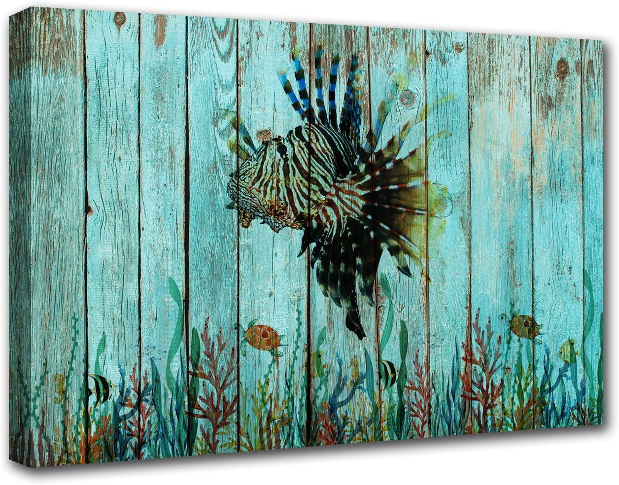 AABERIC Jumping Blue Marlin Fish Paintings Coral Wall Art Swordfish ...