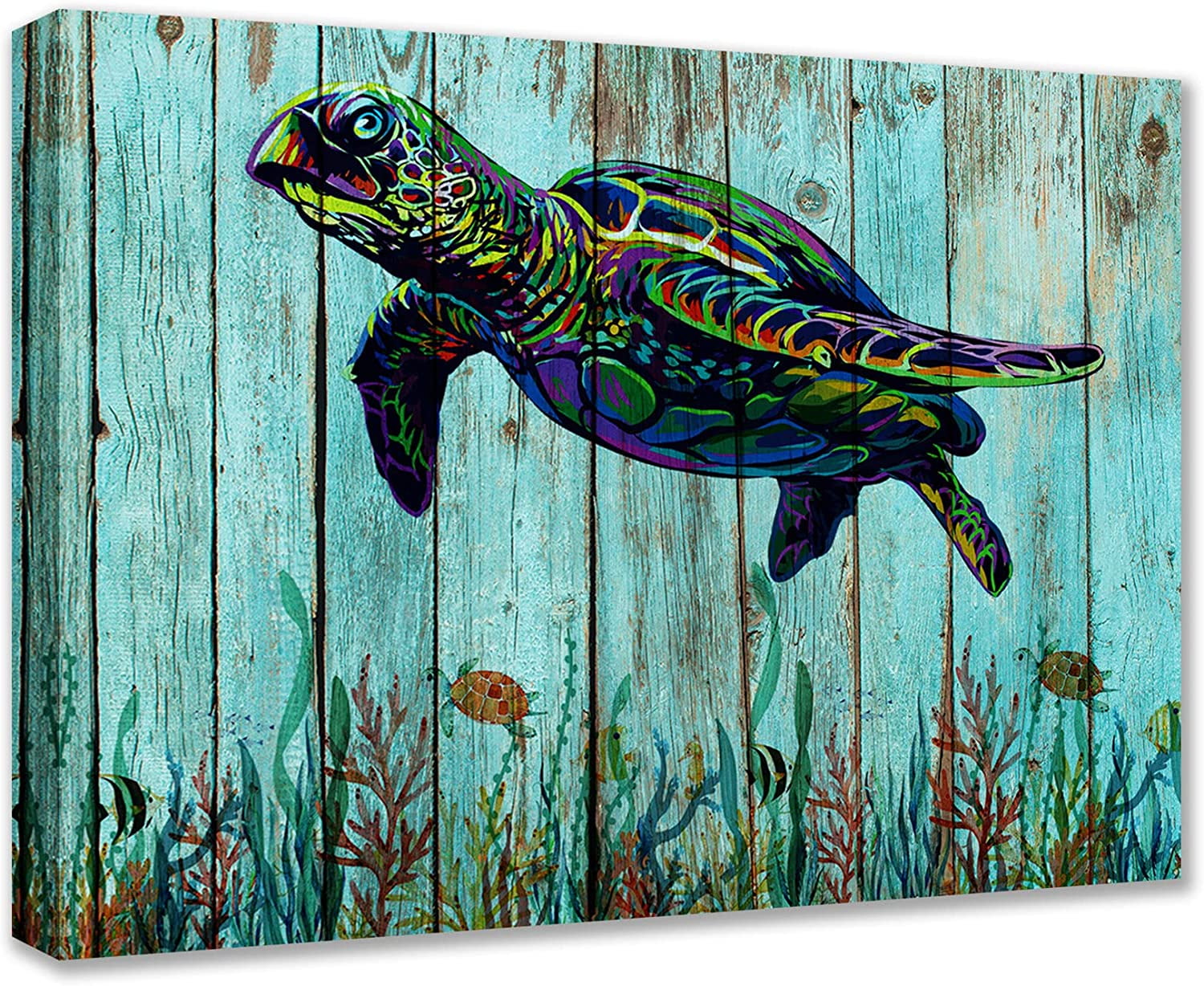 AABERIC Jumping Blue Marlin Fish Paintings Coral Wall Art Swordfish ...