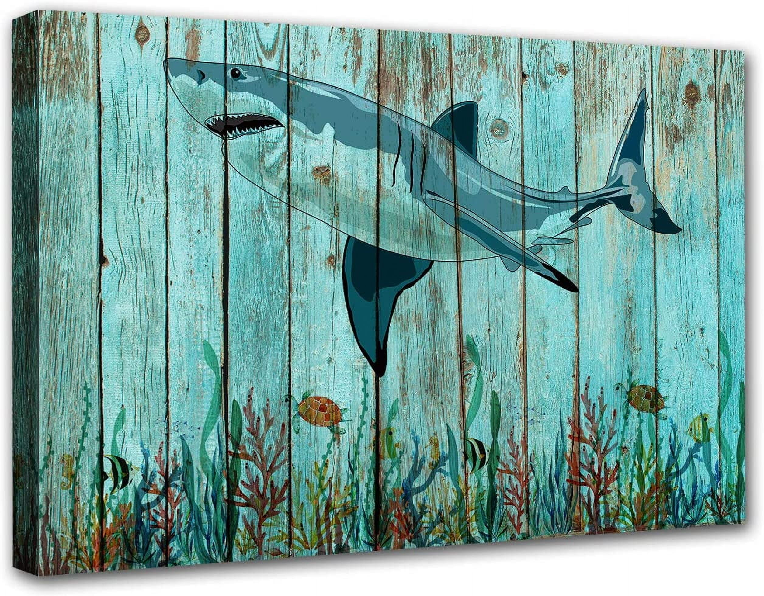 AABERIC Jumping Blue Marlin Fish Paintings Coral Wall Art Swordfish ...