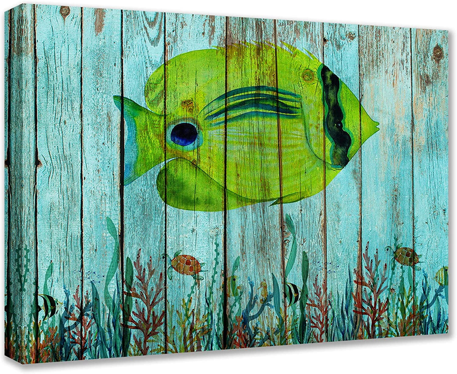 AABERIC Jumping Blue Marlin Fish Paintings Coral Wall Art Swordfish ...