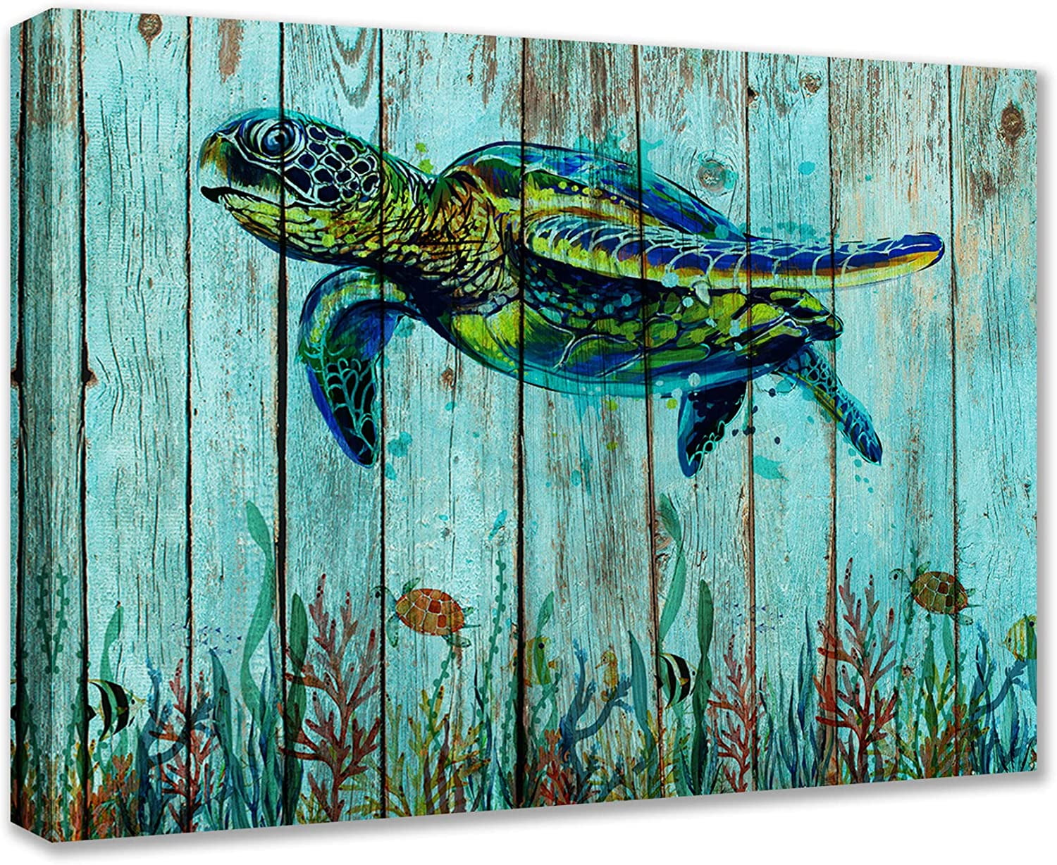 AABERIC Jumping Blue Marlin Fish Paintings Coral Wall Art Swordfish ...