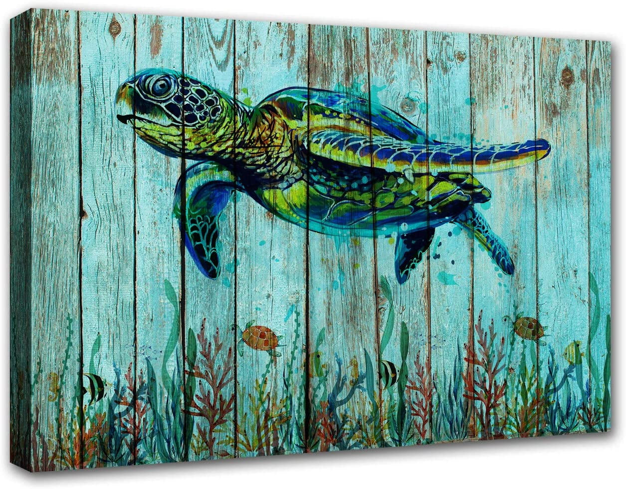 AABERIC Jumping Blue Marlin Fish Paintings Coral Wall Art Swordfish ...