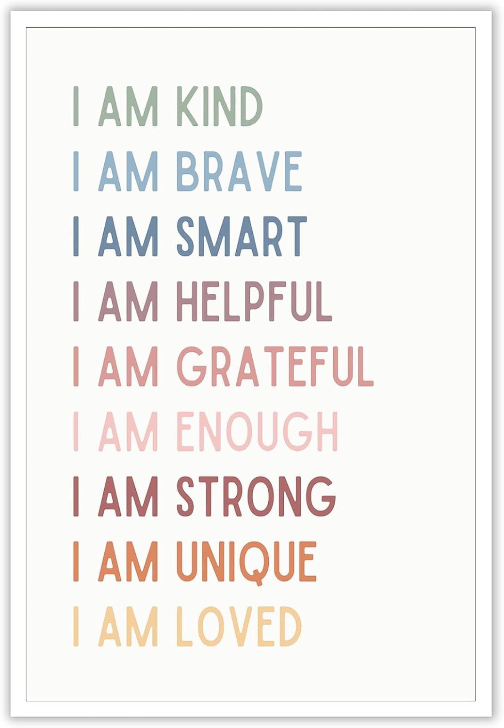 AABERIC Kids Affirmation Wall Decor I Am Brave Kind spirational Mental ...