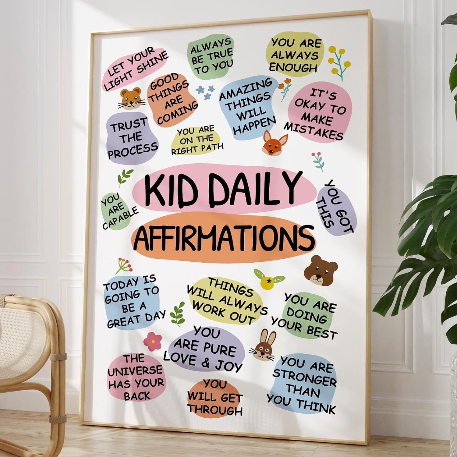 AABERIC Kids Inspirational Wall Art Bible Quotes Affirmations Print ...