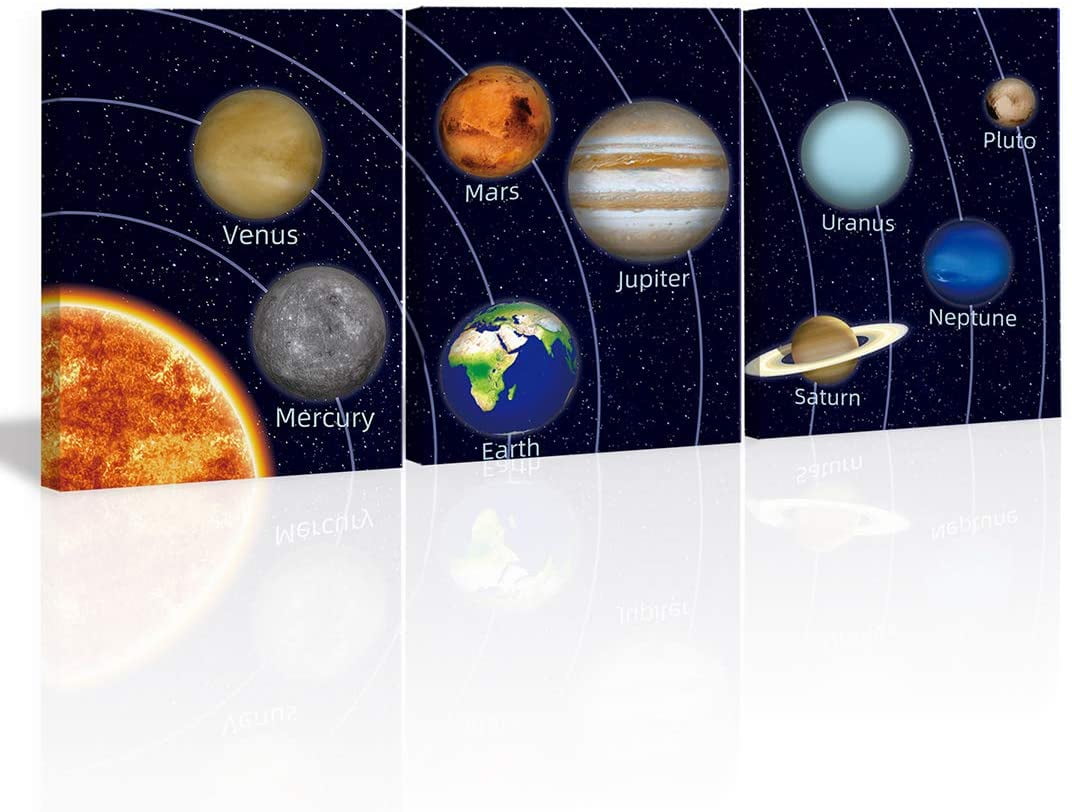 AABERIC Kids Space Room Decor Framed Outer Space Wall Art Set Of 3 ...