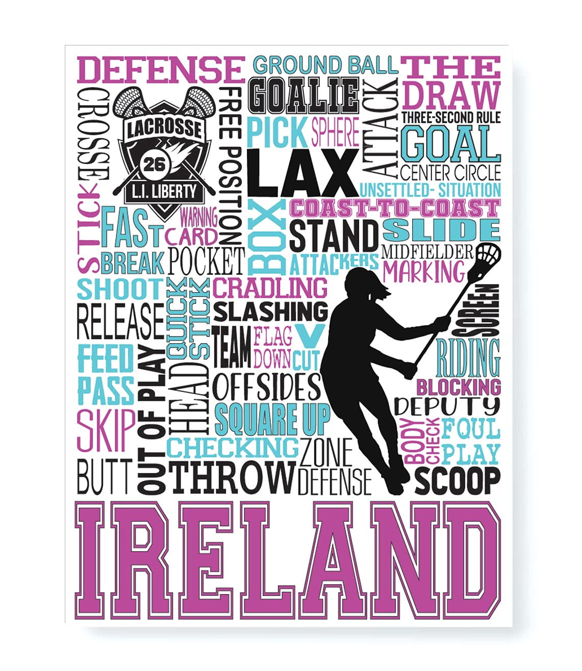 AABERIC Lacrosse Personalized Print - Girls Sport Art Decor Poster Team ...