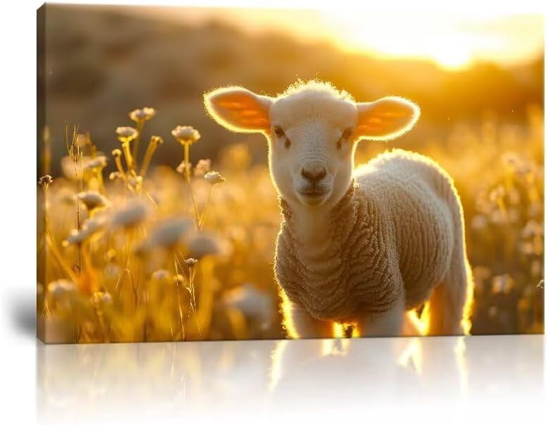 AABERIC Lamb Pictures Wall Art Christian Religious Prints Artwork ...